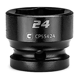 Capri Tools 24 mm Stubby Impact Socket, 1/2 in. Drive, 6-Point, Metric (CP55424)
