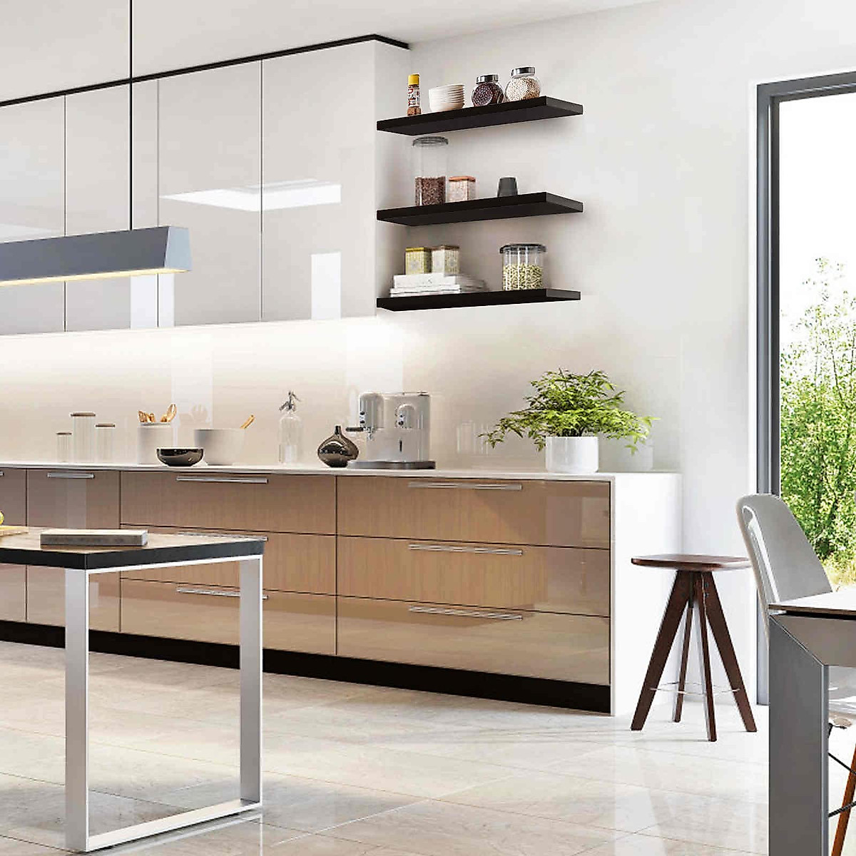 SAUMONIERES Floating Shelves Wall Shelf Solid Wood for Bathroom Bedroom Kitchen Wall Decor Set of 3, Espresso Wall Shelves