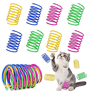 40 Pack Cat Spring Toy, Interactive Cat Toy for Indoor Cats Durable Plastic Coils Colorful Springs Cat Toys Active Healthy Fitness Play Coil Spiral Springs Kitten Toys for Swatting, Biting, Hunting