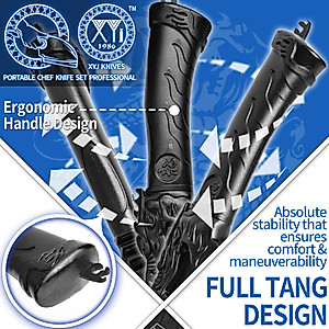 XYJ Portable Chef Knife Set Professional,Since 1986,10 Inch Camping Slicing Cooking Kitchen Knives,Butcher Knife,BBQ Outdoor Knives,Ergonomic Handle,High Carbon Steel