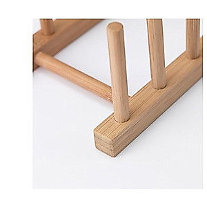 OSTBIT Plate Rack-holder Kitchen Cabinet and Pantry Organizer Rack, 6 Compartments,Pot Lid Holder or bookshelf 11 -inches bamboo