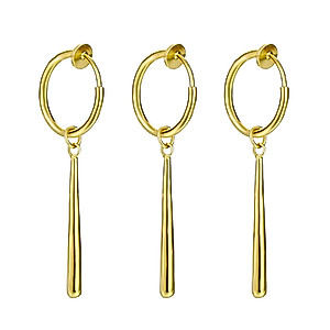 XHBTS One Piece Zoro Earrings - Gold Clip On Anime Cosplay Earrings for Anime Lovers 3 Set with Mini Cloth and Mini Box(Clip on)