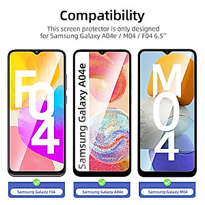 NEW'C [3 Pack] Designed for Samsung Galaxy A04e / Galaxy M04 / Galaxy F04 Screen Protector Tempered Glass, Bubble Free, Ultra Resistant