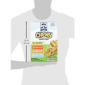 Quaker Chewy Lower Sugar Granola Bars, 3 Flavor Variety Pack, 58 Count (Pack of 1)