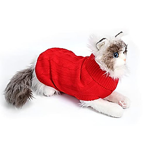 Winter Warm Pet Sweater, Soft Dog Clothes Coats Sweaters Classic Straw-Rope Sweaters for Medium Dogs Cat Gift Kitty Clothes Pet Sweater Apparel for Holiday New Year Valentine's Day(Red)