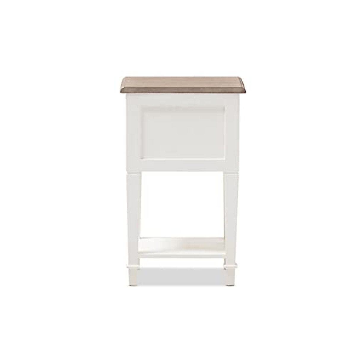 Baxton Studio Dauphine 15 3/4" Wide Weathered Oak and White Side Table