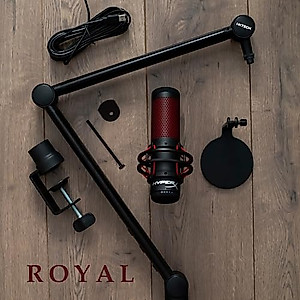IXTECH Microphone Boom Arm with Desk Mount, 360° Rotatable, Adjustable and Foldable Scissor Mounting for Podcast, Video Gaming, Radio and Studio Audio, Sturdy and Universal - Elegance Model