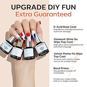 modelones 32 PCS Gel Nail Polish Set, 28 Colors All Seasons Gel Polish with No Wipe Base, Glossy & Matte Top Coat and Nail Primer Black Brown Red Purple Gifts for Women DIY Salon Home