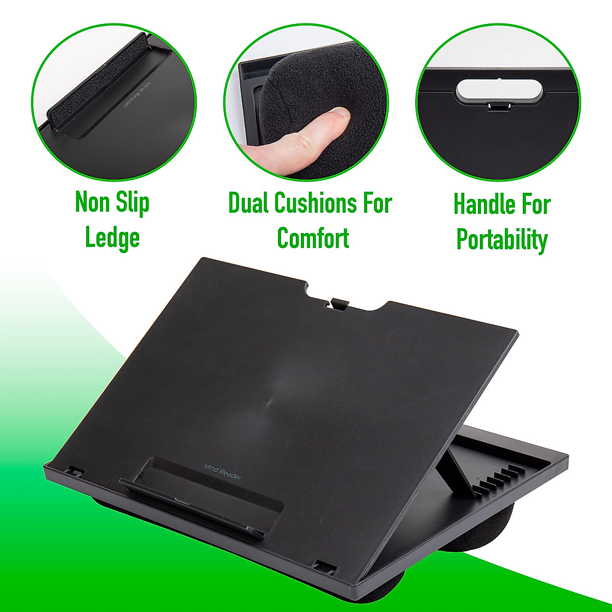 Mind Reader Lap Desk Laptop Stand, Bed Tray, Collapsible, Portable, Dorm, MDF, Metal, 14.75" L x 11" W x 7.3" H, Set of 2, Black