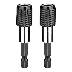 DEKOPRO 2 Pieces Quick Release Bit Holder Magnetic 1/4" Hex Shank Drill Bit Extension for Screwdriver Bits Nuts Drills drill bit extension,60MM Length