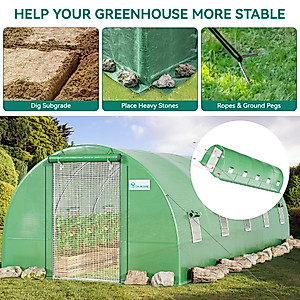 YITAHOME 26x10x6.5ft Greenhouse Large Heavy Duty Tunnel Green Houses Outdoor Plant Gardening Upgraded Galvanized Steel Frame Zipper Doors 7 Crossbars Garden, Green