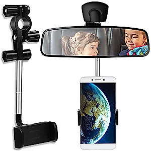 Frienda 360° Rearview Mirror Phone Holder, Universal Car Phone Holder Mount Car Rearview Mirror Mount Phone and GPS Holder, Car Phone Mount Clip Suitable for Most 4-6.1 Inch Mobile Phones (Black)