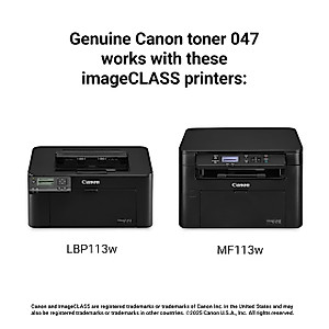 Canon Genuine Toner, Cartridge 047 Black (2164C001), 1 Pack, for Canon imageCLASS LBP113w, MF113w Laser Printer
