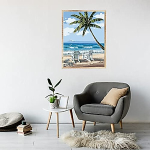 RMANA Acrylic Paint by Number Landscape On Canvas Art for Beginner Adults Students Teens Painting by Numbers DIY Arts Crafts Peinture Numero Advanced Abstract- Sunny Beach Palm Tree