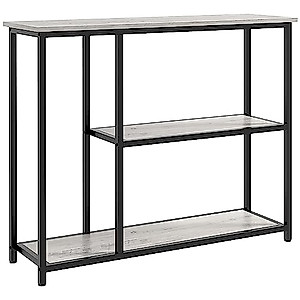 HOMCOM 39" Console Table, Modern Sofa Table with 2 Storage Shelves, Steel Frame, Narrow Entryway Table for Hallway, Gray