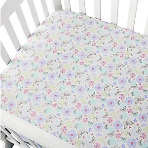 Brandream Baby Girl Purple Butterfly Crib Bedding Set Sweet Nursery Bedding 3 Piece Farmhouse Comforter Set,Fitted Sheet, Crib Skirt