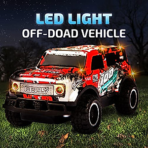 Remote Control Car, 1/24 Scale Light Up Racing Car Toys, RC Car for Kids with Cool Led Lights, Hobby RC Cars Toys Birthday Gifts for 3 4 5 6 7 8 Year Old Boys Girls