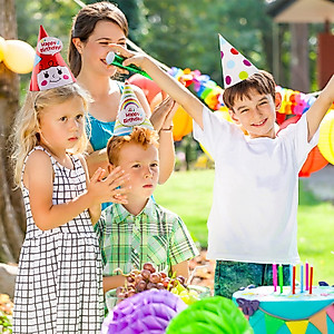 Rocutus Rainbow Birthday Party Hats, 30 Pieces, Paper, Cartoon, Costume Headwear, For Kids and Adults, Party Hat