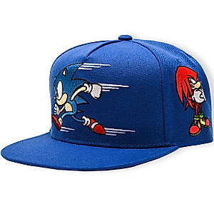 Sonic The Hedgehog Baseball Cap, Adult Adjustable Snapback Baseball Hat with Flat Brim, Allover Royal, One Size