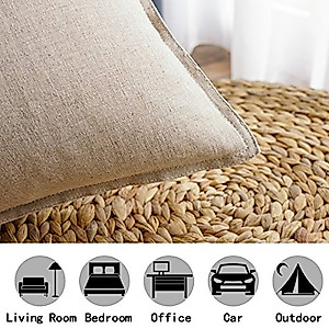 Jeanerlor 12"x20" Cotton Linen Decorative Lumber Throw Pillow Case Cushion Cover Set with Twin Needles Stitch on Edge for Father's Day,(30 x 50cm), 2 Pcs, Light Linen