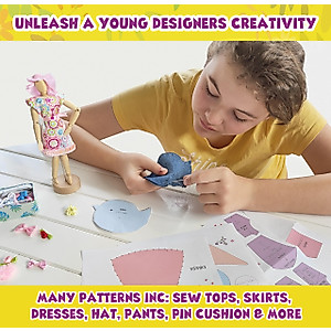 Fashion Designer Kits for Girls & Boys Ages 8+ Learn To Use Draft & Re-Design Patterns, Sew & Be A Fashion Designer For The 8.5 In. Mannequin. Top Gifts For 9 Year Old Girls, Children's Sewing Kits