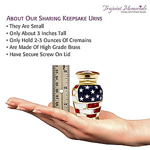 Trupoint Memorials Cremation Urns for Human Ashes - Decorative Urns, Urns for Human Ashes Female & Male, Urns for Ashes Adult Female, Funeral Urns - American Flag Classic, 1 Small Keepsake