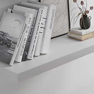 JPND Floating Shelf, Set of 3 Wall Shelf, 36 in W x 12.75 in D x 2 in H Wooden Floating Wall Shelf with Invisible Brackets for Living Room/Bedroom/Bathroom/Kitchen Storage and Decor, White