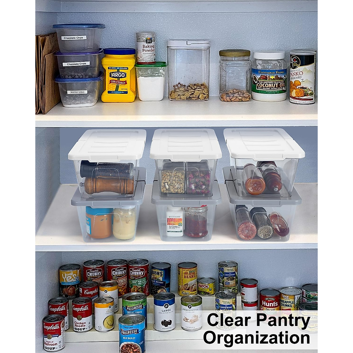 EOENVIVS Plastic Storage Bins 12 Pack Plastic Storage Container with Snap Lids, Stackable Shoe Organizer Boxes Storage Baskets for Organizing Closet Organizers and Storage, Clear+White