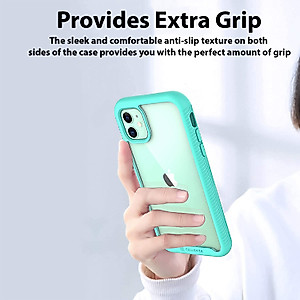 CellEver Clear Full Body Case for iPhone 11, Heavy Duty Protection with Anti-Slip TPU Bumper and [2 Tempered 9H Glass Screen Protectors] Shockproof Transparent Phone Cover 6.1 Inch (Mint)