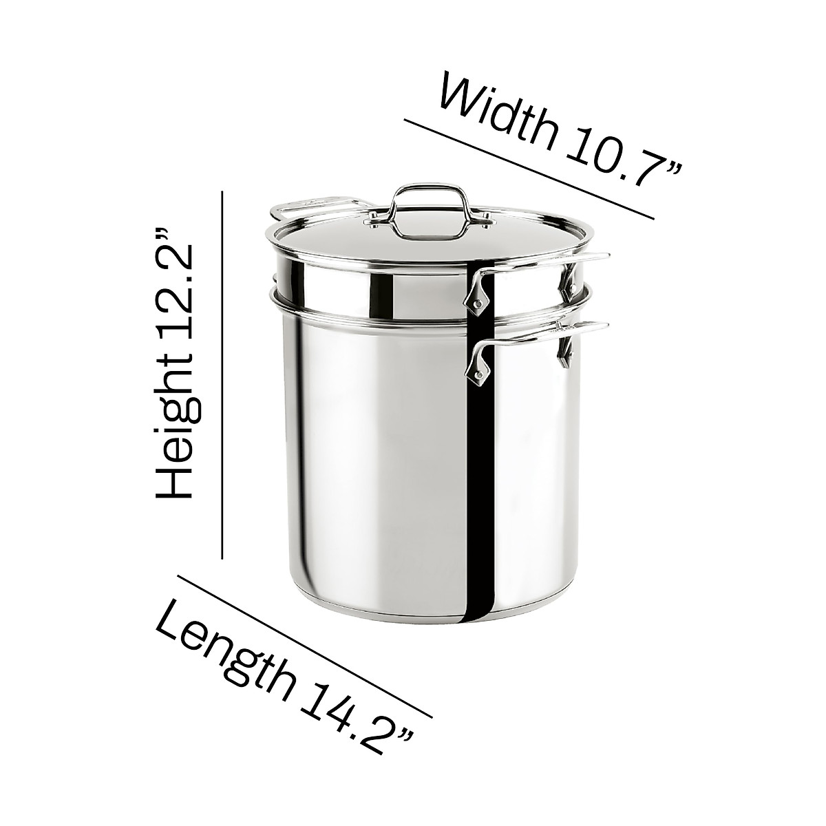 All-Clad Gourmet Accessories Stainless Steel Multi-Pot with Perforated, Steamer Insert, & Lid, 12 Quart, Silver