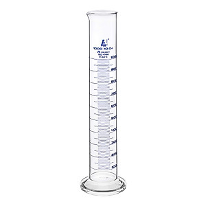 EISCO Graduated Cylinder, 1000ml - Class A Tolerance ±5.00ml - Round Base - Blue Graduations - Borosilicate 3.3 Glass