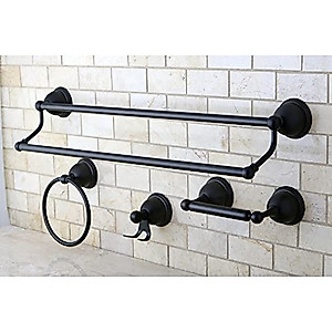 Kingston Brass BAK3963478ORB Restoration 4-Piece Dual Towel Bar Bathroom Hardware Set, 24 inch Length, Oil Rubbed Bronze