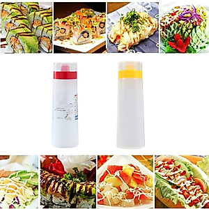 Jilukibo 4 Hole Jam Squeeze Bottle with Cap Lids, 300ml Large Capacity Leak Proof Condiment Squeeze Sauce Bottles for Salad Dressing, Ketchup, Mayonnaise, Olive Oil (2 Pack)