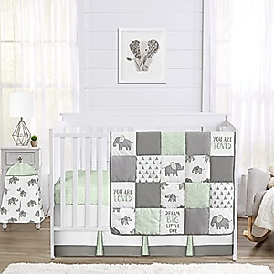 Sweet Jojo Designs Mint, Grey and White Baby Kid Clothes Laundry Hamper for Watercolor Elephant Safari Collection