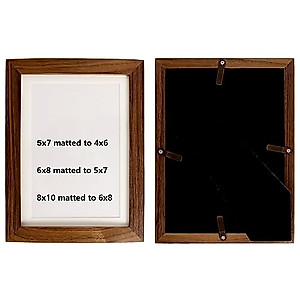 Natural Walnut Wood Photo Frames Inspired Tabletop Picture Frame with Mat, Vertical or Horizontal Display (1, 8x10)