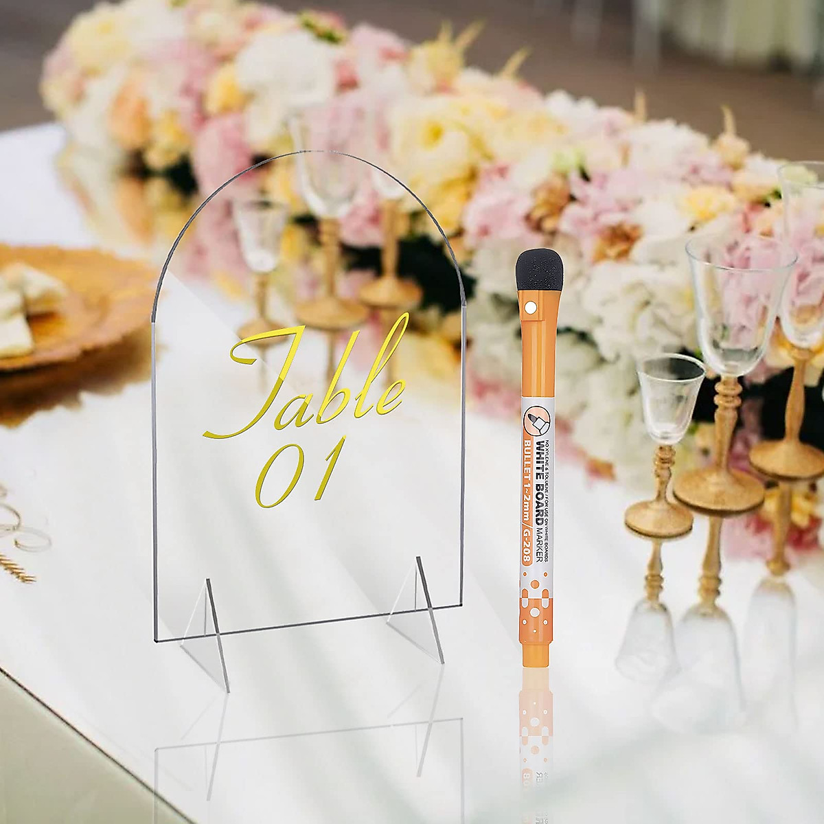 Wedding Table Numbers, MIUYFcai 28 pcs Acrylic Table Numbers for Wedding 4x6 Inch, Sign and Holder, Perfect for Wedding, Reception, Centerpiece Decoration, Event, Party