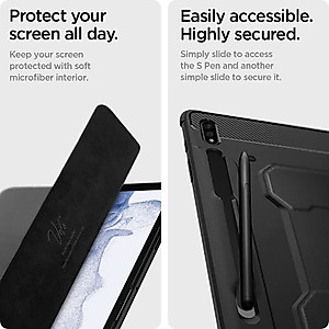 Spigen Rugged Armor Pro Designed for Galaxy Tab S8 Plus Case (2022) / Galaxy Tab S7 Plus Case (2020) with S Pen Holder - Black