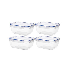 Superio Pack of 4 Plastic Food Storage Containers with airtight Lid for Pantry, Fridge- 80 Oz- BPA Free, Leakproof Sealed Container- Microwave, Dishwasher and Freezer Safe, Clear (Clear)