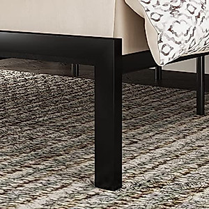 Allewie Queen Size Platform Bed Frame with Wooden headboard and Metal Slats/Rustic Country Style Mattress Foundation/Box Spring Optional/Strong Metal Slats Support/Easy Assembly/Light Brown