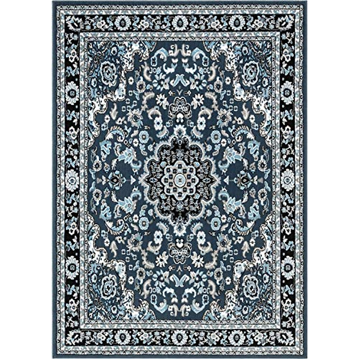 Well Woven Persa Nima Traditional Medallion Persian Blue 5'3" X 7'3" Area Rug