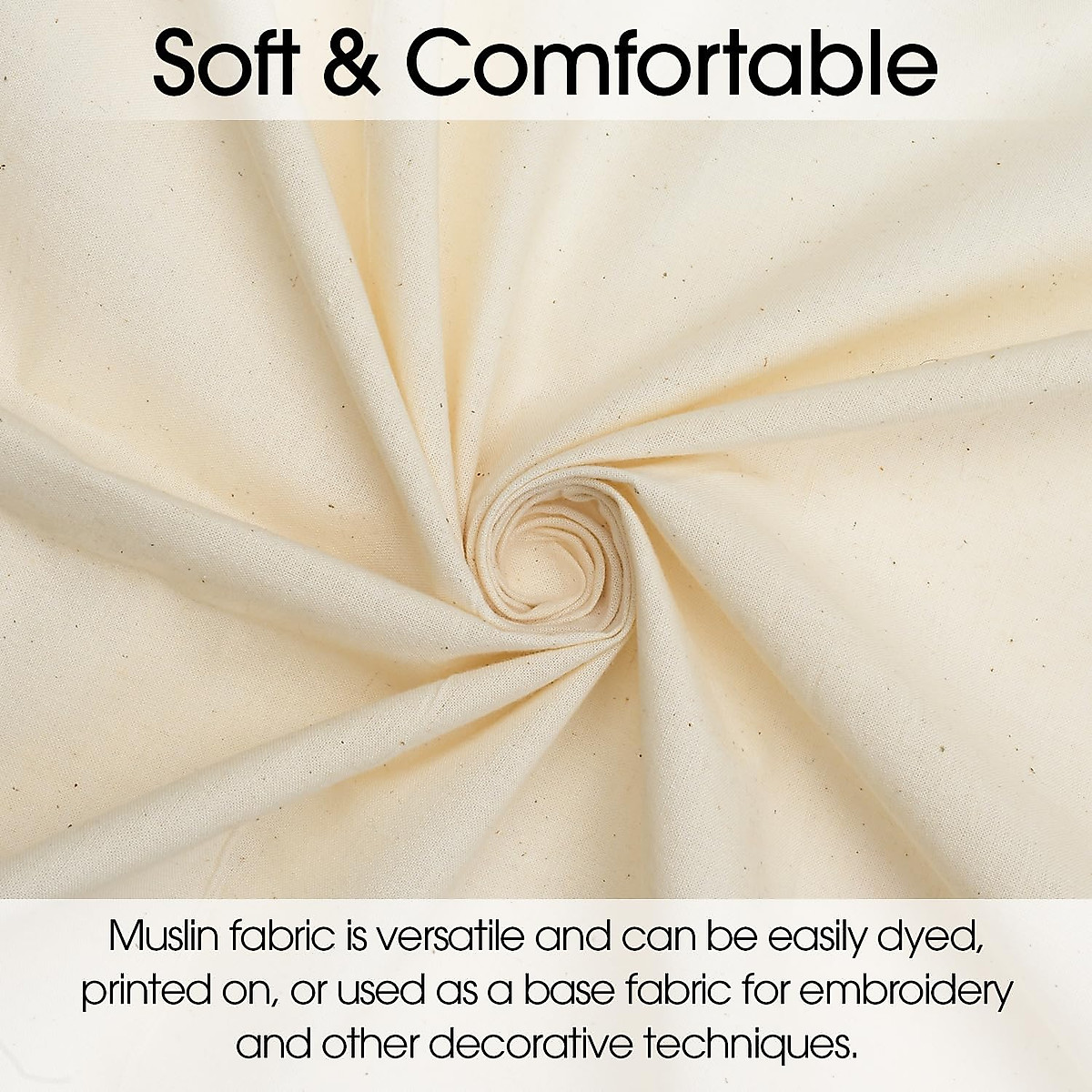 Pico Textiles 2 Yards Bolt - 100% Cotton Natural Muslin Fabric - Unbleached - Sold by The Bolt - Ideal for Quilting, Embroidery, Backdops, Drapes, Apparel, Aprons, and Sheets