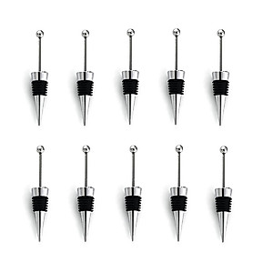 10Pcs Wine Stoppers for Wine Bottles, ENLAYER Stainless Steel Wine Saver Bottle Stopper, Reusable Wine Corks for Beverage, Silicone Wine Stopper For Gifts, Holiday Party, Wedding, Bar