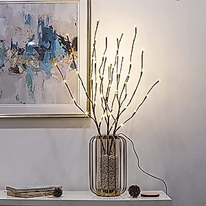 EAMBRITE 3PK Brown Lighted Twig Branches Pathway Light with 30" 60 LED Warm White Bulbs for Outdoor and Indoor