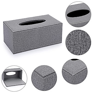 Sumnacon Tissue Box Cover Rectangle Linen Tissue Box, Stylish Tissue Box Holder with Magnetic Bottom,Decorative Tissue Cover for Bathroom Living Room Toilet Table Desk Office Car, Grey
