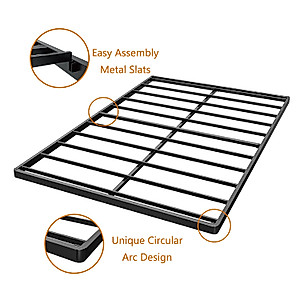 ZIYOO Box Spring Queen Only 2 Inch Low Profile Bunkie Board Bed Slat Replacement/Sturdy Metal Structure/Low Mattress Foundation/Simple Assembly/Easy Clean (Not Included Cover Set)