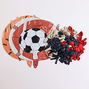 MYDECORBL 167 Pcs Ball Theme Balloon Arch Garland Kit Navy Blue Matte Red Natural Sand Balloons Ball Foil Balloons for Sports Theme Party Games Garden Theme Party Celebration Party Father's Day