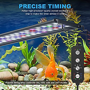 SEAOURA 24/7 Mode LED Aquarium Light for Plants-Full Spectrum Fish Tank Light with Timer, Auto On/Off, 7 Colors, Adjustable Brightness, 3 Modes for Freshwater Tank (42W for 48-54 inch Tank)