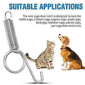 Anxingo 20 Pcs Spring Cage Latch Door Spring Hook Metal Finger for Fixing Rabbit, Dog, Cat,Birds,Rodents, Guinea Pig,Hamster, Parrot Hedgehog Cage Door