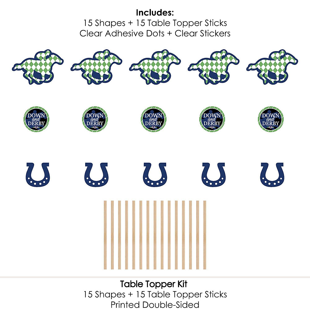 Big Dot of Happiness Kentucky Horse Derby - Race Party Centerpiece Sticks - Table Toppers - Set of 15