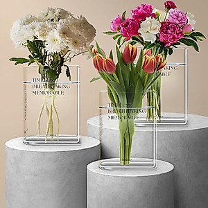 Clear Book vase for Flowers - Aesthetically Designed Acrylic Book Vase for Bookshelf Decor and Centerpieces - Ideal Bookish Gift for Women Friends - Inspirational Phrase (Black)